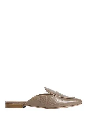 MALONE SOULIERS Berto Croc-effect Leather Slippers - Taupe