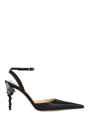 Mach & Mach Wonder Tulip Satin Pumps - Black