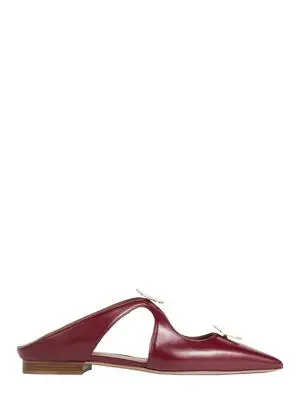 MALONE SOULIERS Tina Embellished Leather Point-toe Flats - Claret