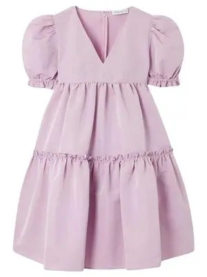 Nina Ricci Pleated Taffeta Mini Dress - Lilac