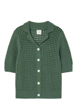 Varley Ellie Open-knit Cotton Shirt - Green