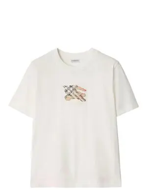 Burberry Knight Check Cotton T-Shirt White
