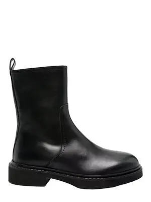 EVALUNA Leather Zip Ankle Boots - Black