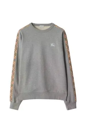 Burberry Check-trimmed Cotton Sweatshirt - Grey