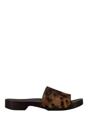 LA ROSE Leopard Print Leather Slides