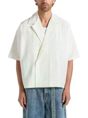 Manière De Voir Abel Boxy Pinstripe Double-breasted Shirt - White