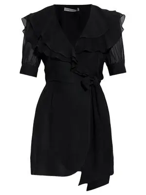 Alessandra Rich Frill-detail Wrap Dress - Black