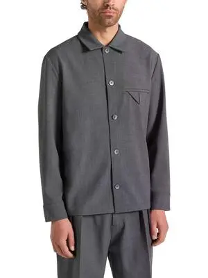 Manière De Voir Leo Hatched Tailored Overshirt - Grey