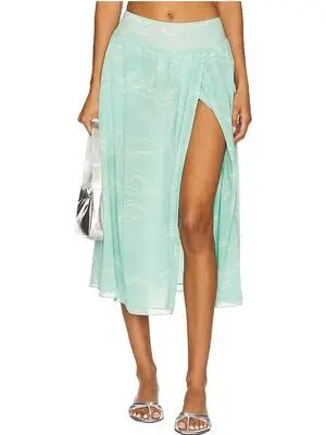 Misa Louise Skirt - Seafoam Linear Wave