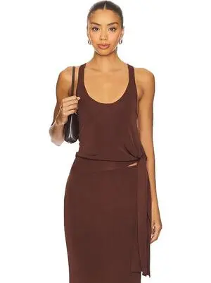 LOVERS AND FRIENDS Elsy Tie Tank Top - Dark Brown