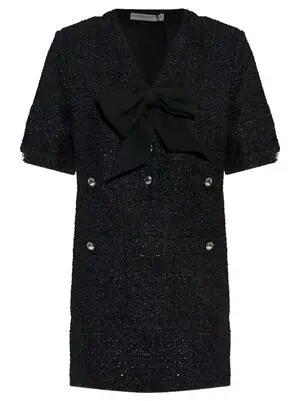 Alessandra Rich Bow-embellished Tweed Mini Dress - Black
