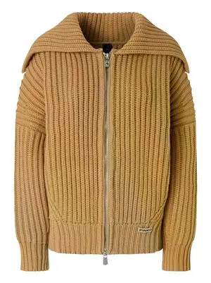 PINKO Ribbed Zip-Up Cardigan