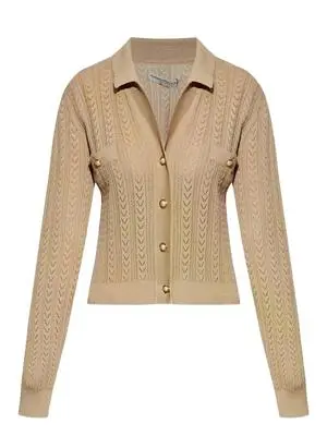 Alessandra Rich Cable-knit Button Cardigan - Neutrals