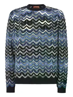 Missoni Chevron-pattern Knitwear Sweater - Blue