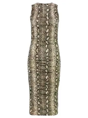 Michael Kors Snakeskin-print Midi Dress - Neutrals
