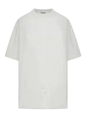 Balenciaga Distressed Print Cotton T-shirt - White