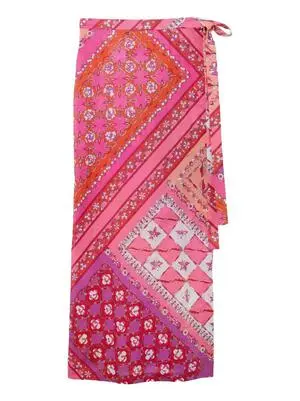 Emilio Pucci Patchwork Wrap Midi Skirt - Pink