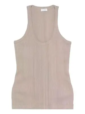 BRUNELLO CUCINELLI Ribbed Scoop-Neck Top
