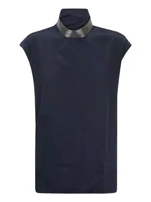 Brunello Cucinelli Embellished High-neck Top - Blue