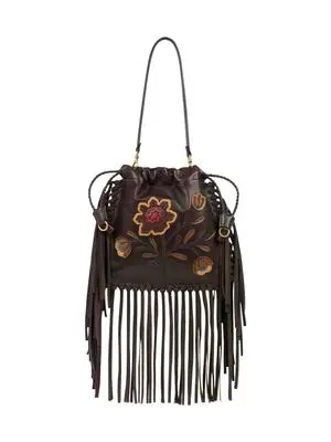 Etro Kalispera Embroidered Bucket Bag - Brown