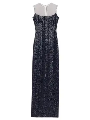 Naeem Khan Sequin Embellished Column Gown - Navy