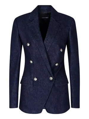 Giorgio Armani Denim Collection Double-breasted Jacket - Blue