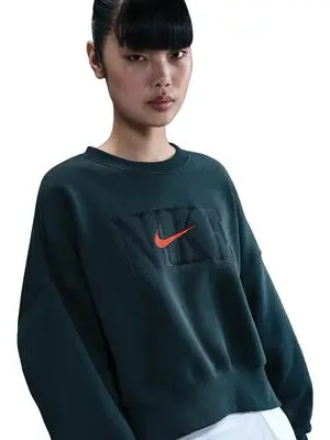 Nike Sportswear Phoenix Fleece Oversized Crew-neck Sweatshirt - Blue