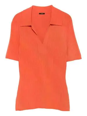 JOSEPH Ribbed Polo-neck Top - Orange