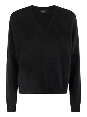 ROBERTO COLLINA V-neck Wool-blend Sweater - Black