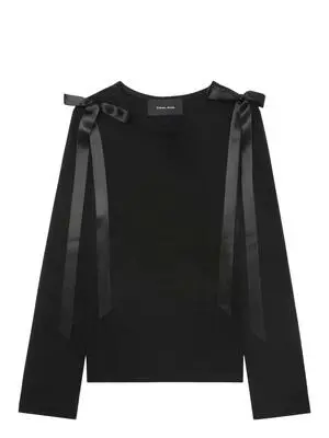 Simone Rocha Ribbon-detailed Long-sleeve T-shirt - Black