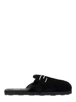 Moschino Quilted Suede Mules - Black