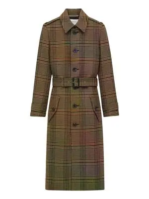 SAINT LAURENT Prince Of Wales Check Belted Coat