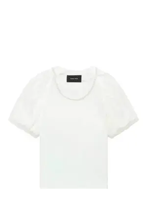 Simone Rocha Pearl-embellished Puff-sleeve Top - White