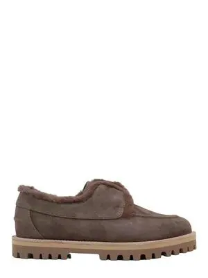 LE SILLA Shearling-trimmed Suede Loafers - Brown