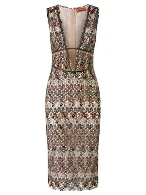 Missoni Floral V-neck Midi Dress - Neutrals