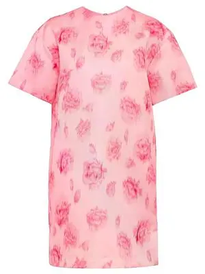 MSGM Rose-print T-shirt Dress - Pink
