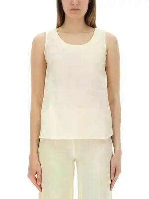 120% Lino Linen Round-neck Tank - Neutrals