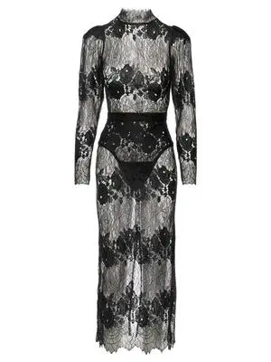 ANA RADU Lace High-neck Midi Dress - Black