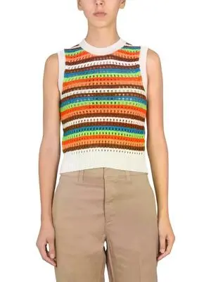 DEPARTMENT 5 Striped Crochet Top - White