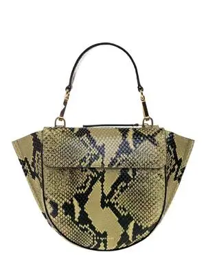 WANDLER Mia Snakeskin Tote Bag - Green