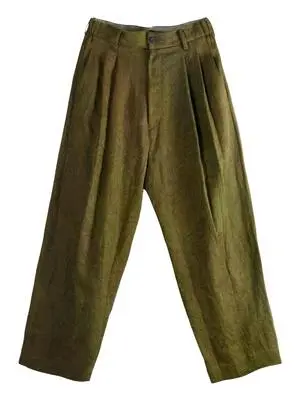 ZIGGY CHEN Patterned Pleated Trousers - Green