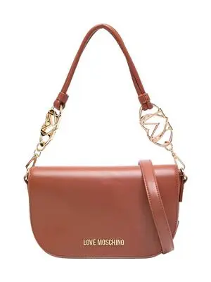Moschino Logo-lettering Chain-link Shoulder Bag - Brown