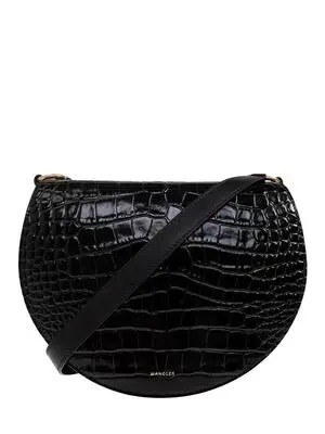 WANDLER Kate Crocodile-embossed Shoulder Bag - Black