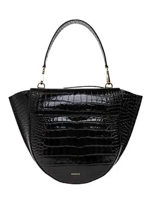 WANDLER Mia Crocodile-effect Tote Bag - Black