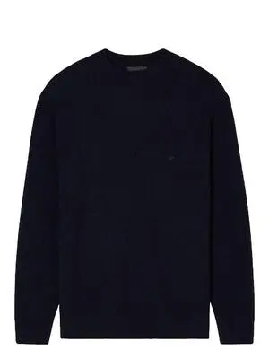 Emporio Armani Fisherman's Rib Virgin Wool Jumper - Navy