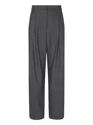 Emporio Armani Icon Wool Flannel Pleated Trousers - Black / White / Pink / Gray