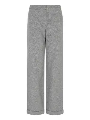 Emporio Armani Icon Chevron Viscose-blend Trousers - Black / White / Pink / Gray