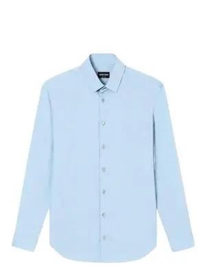 Giorgio Armani Slim-fit Shirt In Cotton Poplin - Blue