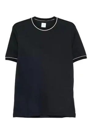 Eleventy Piped-trim Cotton T-shirt - Black
