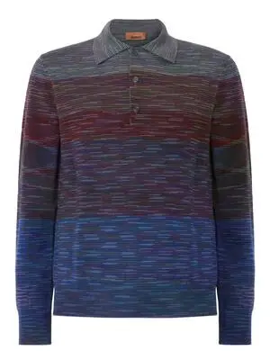 Missoni Ombre-effect Striped-pattern Polo Shirt - Blue